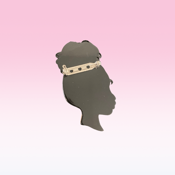 Cameo Black Woman Afro Button Acrylic Pin - Anegra